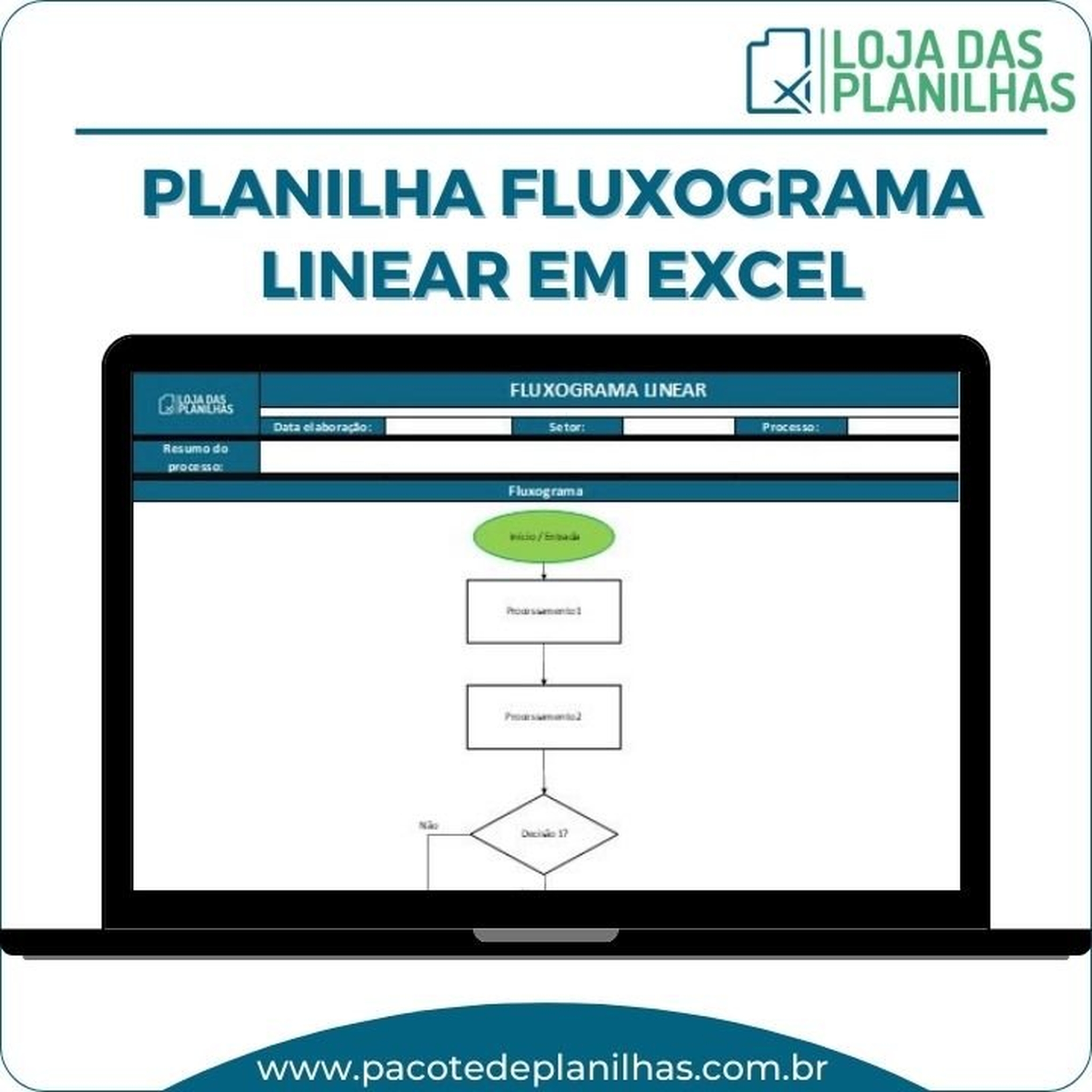Planilha Fluxograma Linear em Excel – Pacote de Planilhas