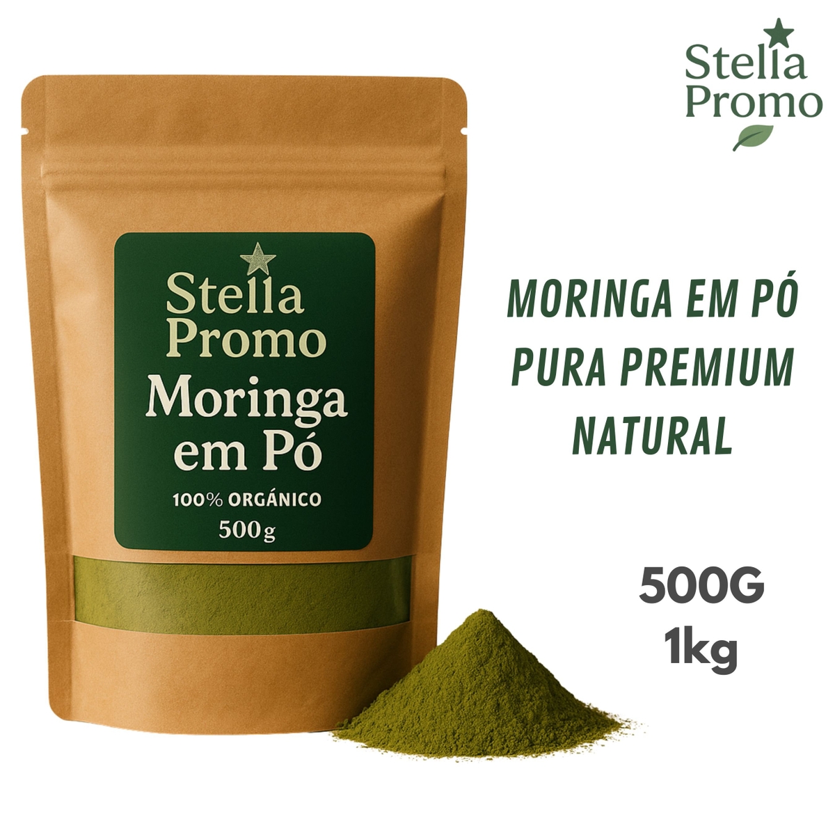Moringa em Pó Puro | 500g e 1Kg | Premium Natural