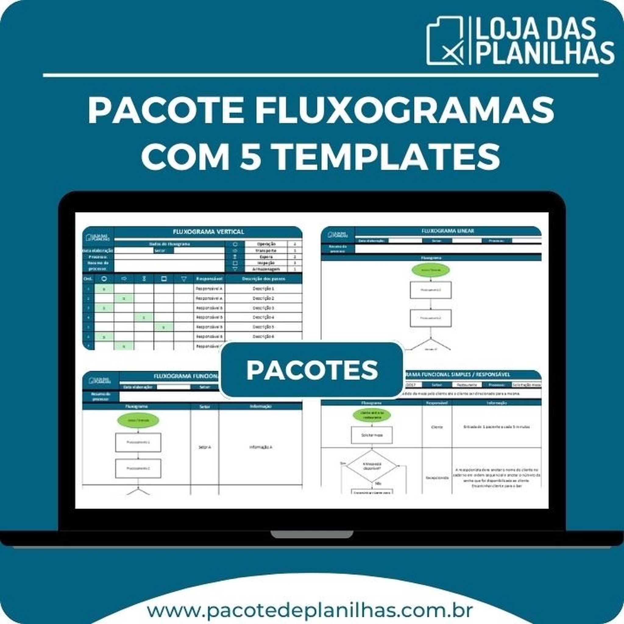 Planilha Fluxograma Linear em Excel – Pacote de Planilhas