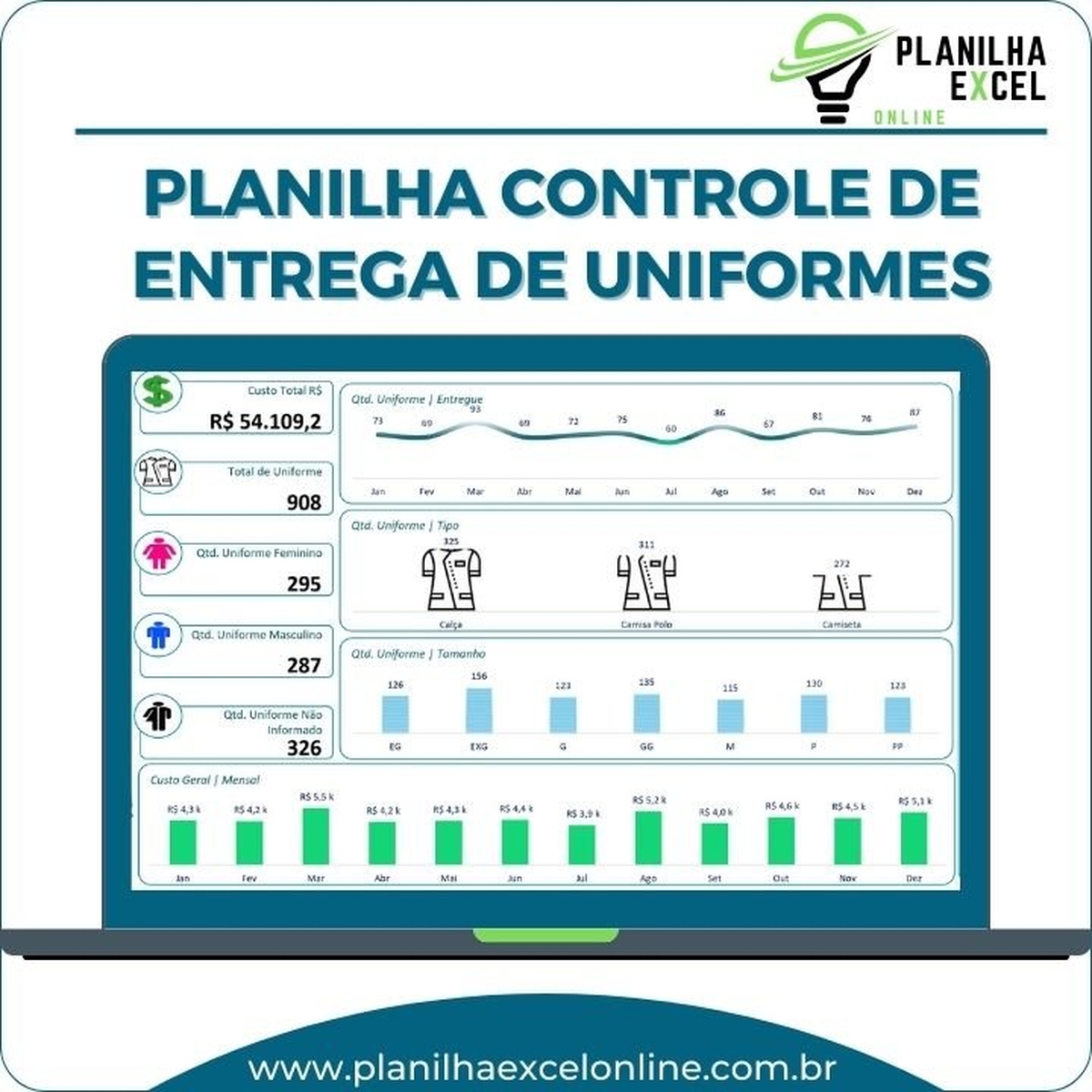Planilha Controle de Entrega de Roupas e Uniformes em Excel
